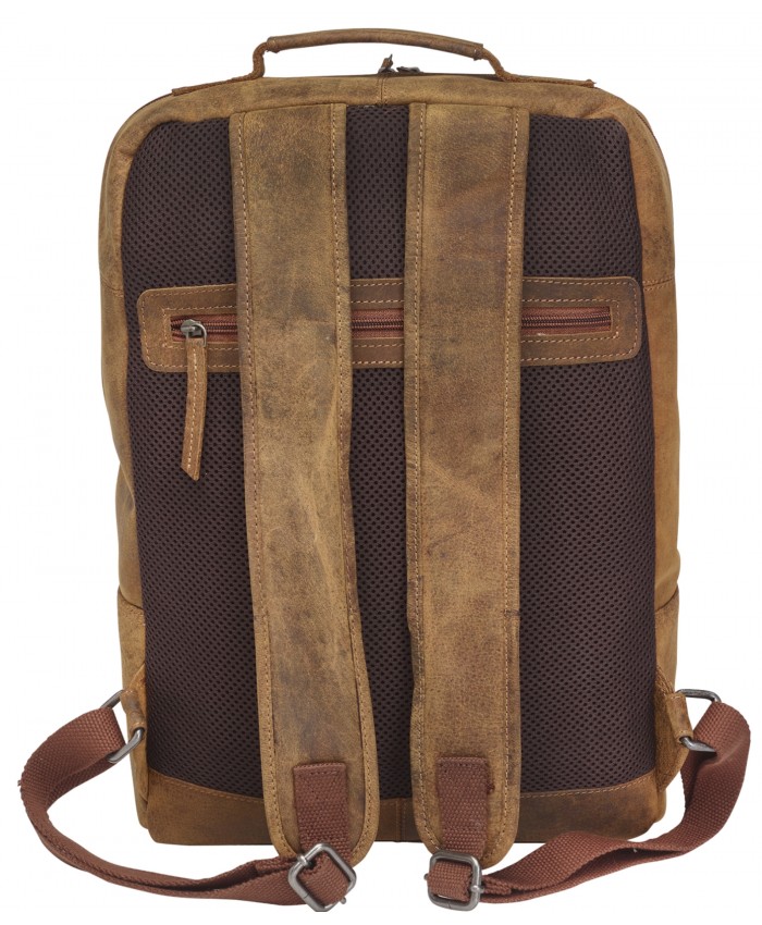London Leathergoods Large Zip Round Backpack with Back Zip, 2 Front ...
