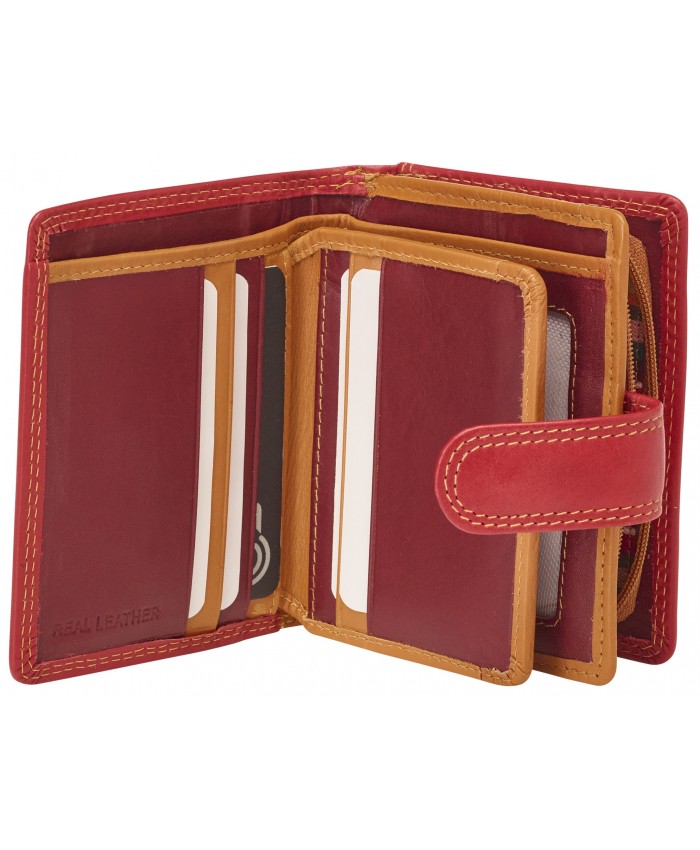 London Leathergoods Small Zip Round Purse with Tabbed Wallet Section ...