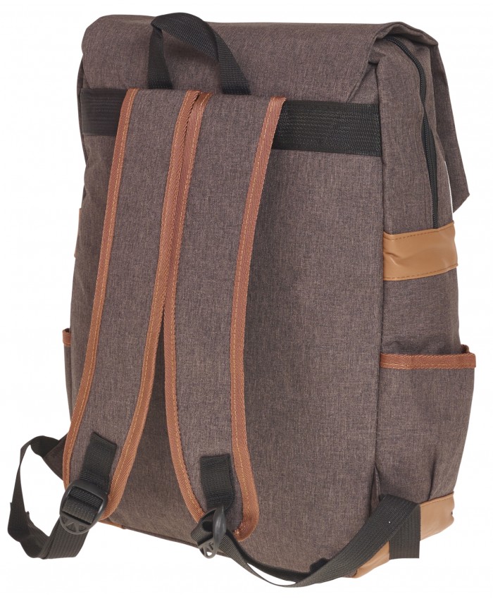 Flapover Backpack with 2 Front Zip Pockets, Top Zip & Tan Tabs ...